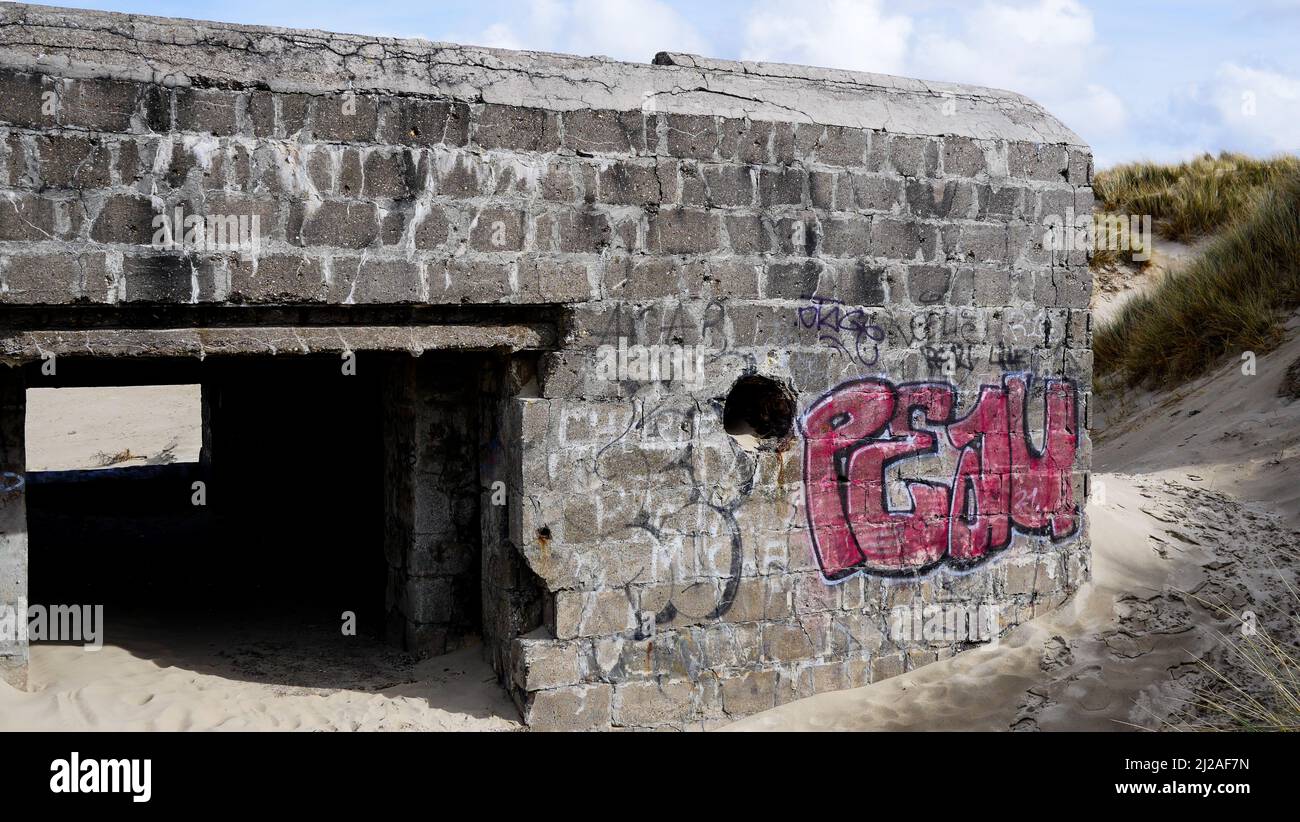 German WWII blockhaus, Bray-Dunes, Nord, Hauts-de-France, France Stock ...