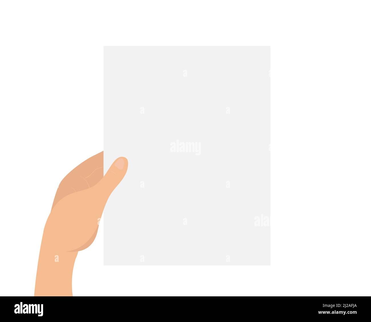 Hand holding a blank sheet of paper, mockup empty template. Place for ...