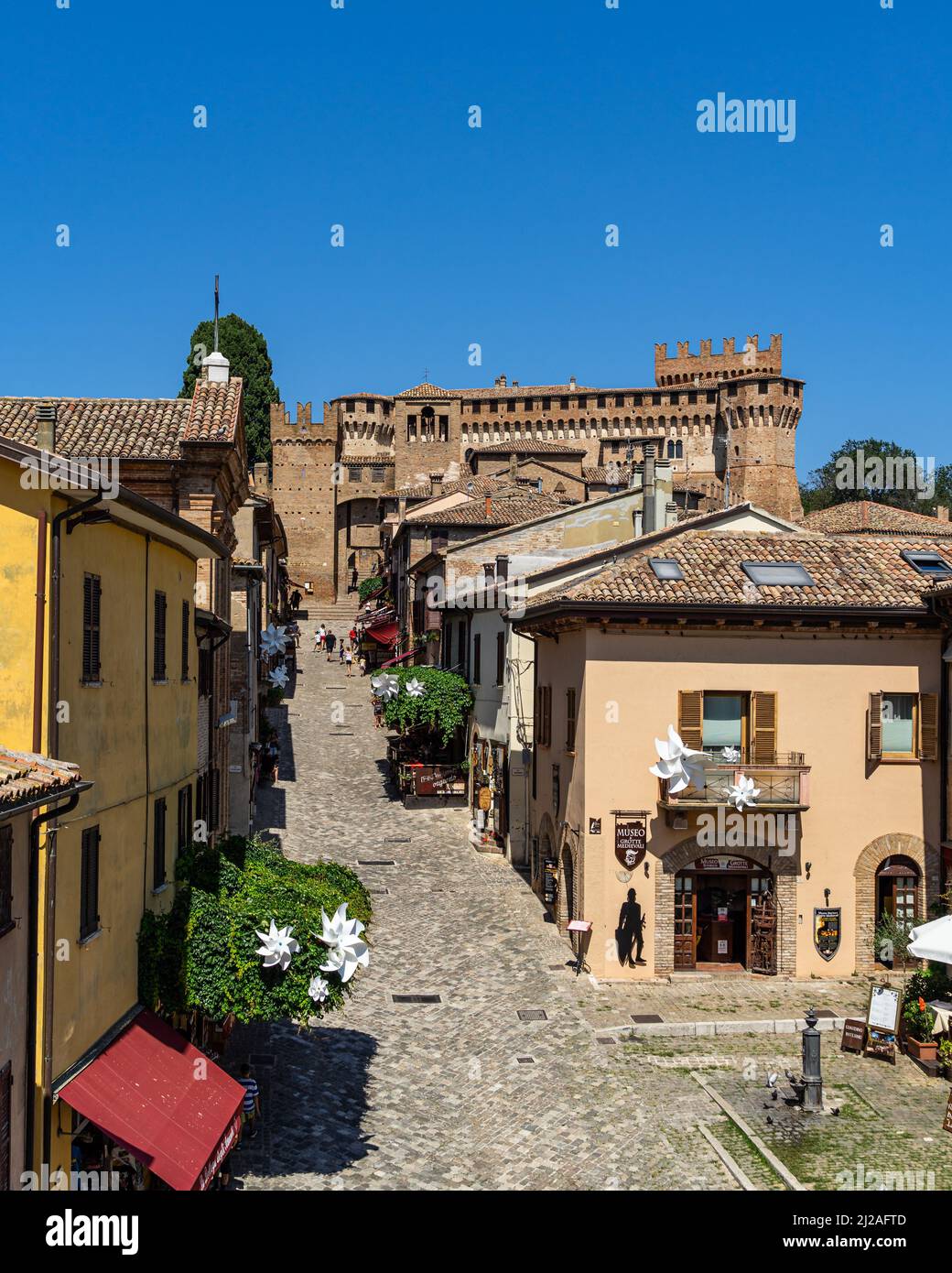 A vertical shot of the beautiful architecture of Gradara. Pesaro e ...