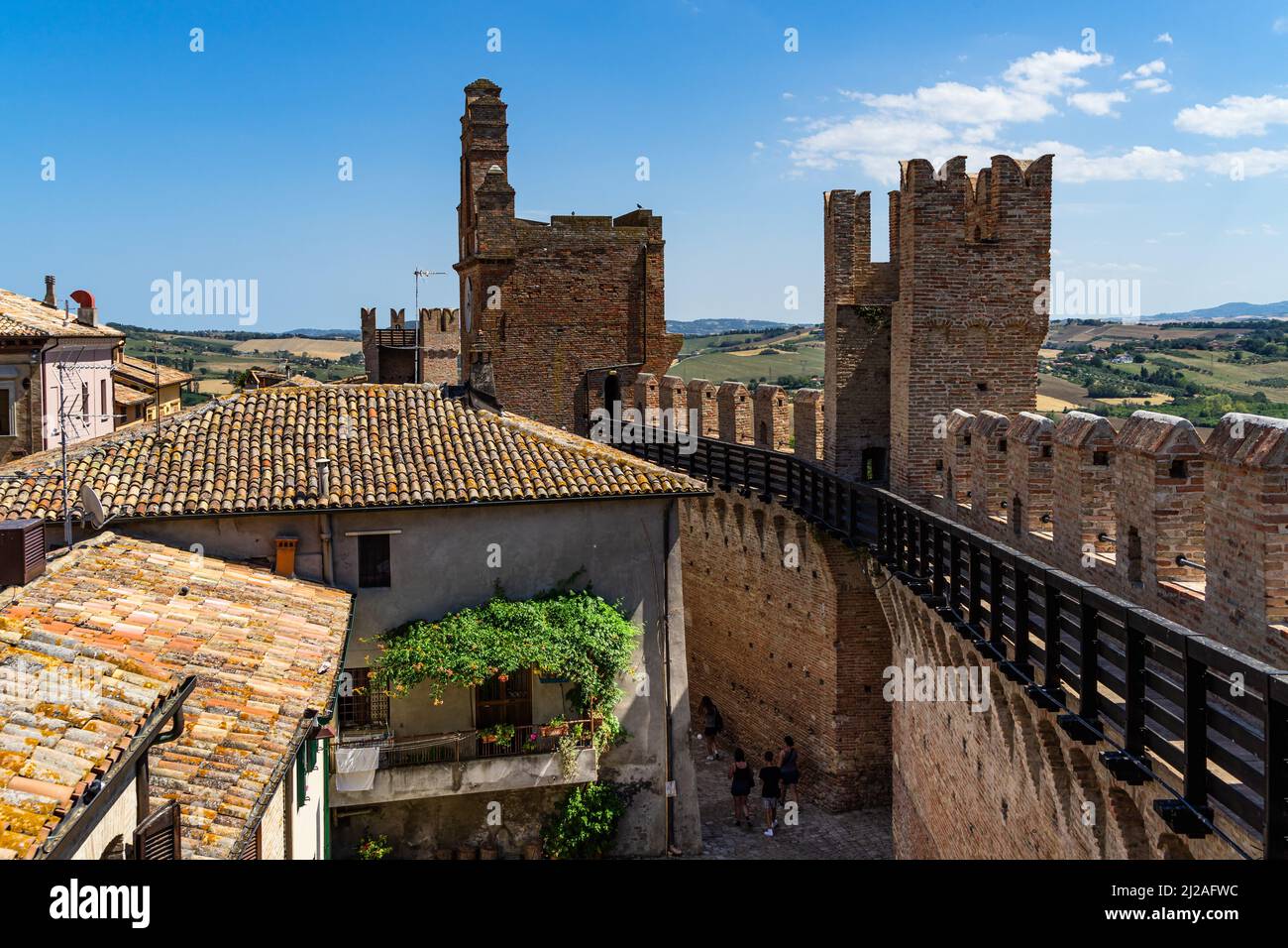 The walls of Castello di Gradara, Gradara Castle. Marche, Italy Stock ...