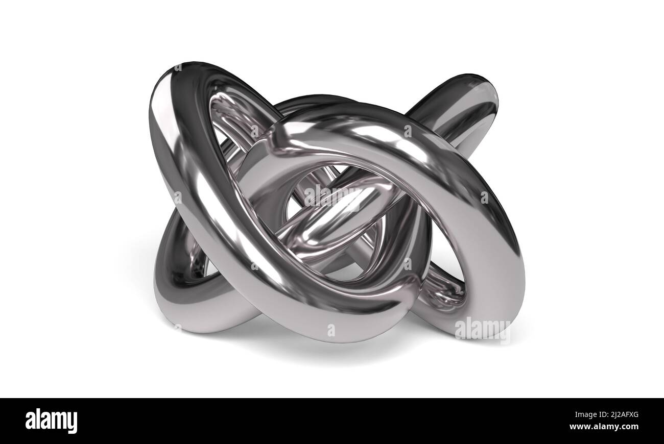 Metal torus knot on white background. 3d image Stock Photo - Alamy