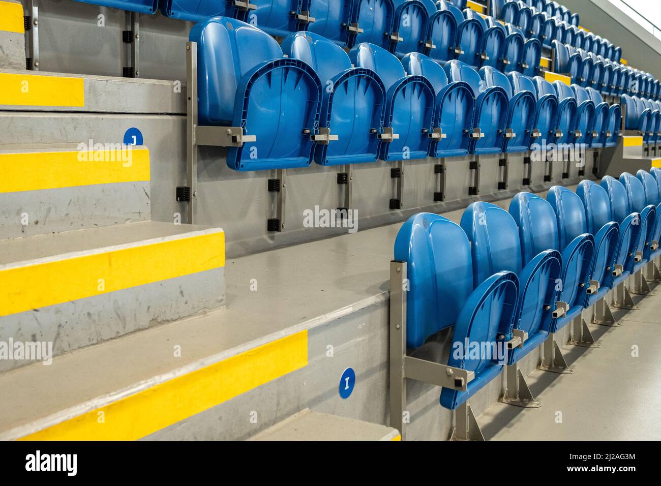 empty bleachers of a sports center building Stock Photo - Alamy