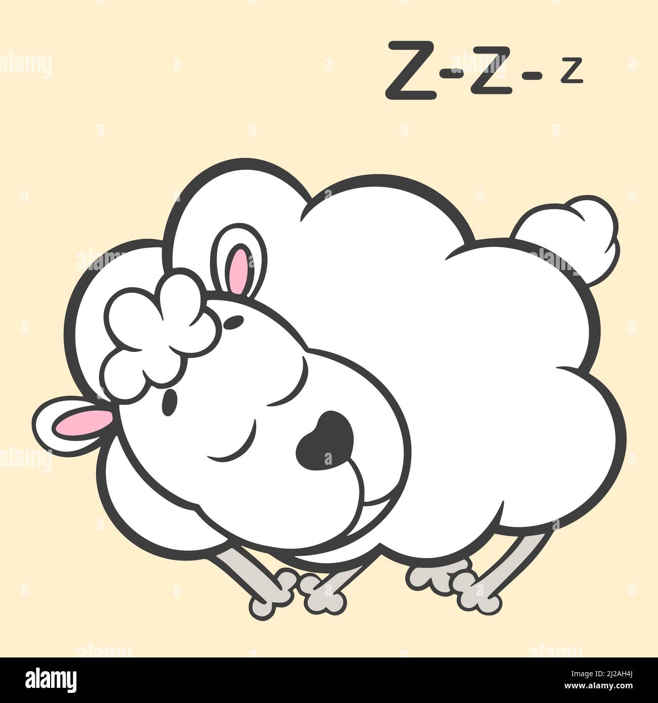 Sleeping lamb vector illustration. Cute animal character lies Isolated ...