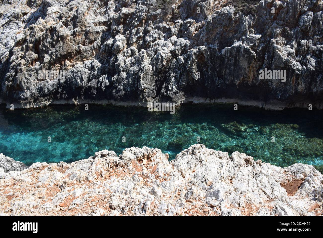 Beach, Rocks, Water, Background, Cove, Sea, Chania, Crete, Greece Stock ...