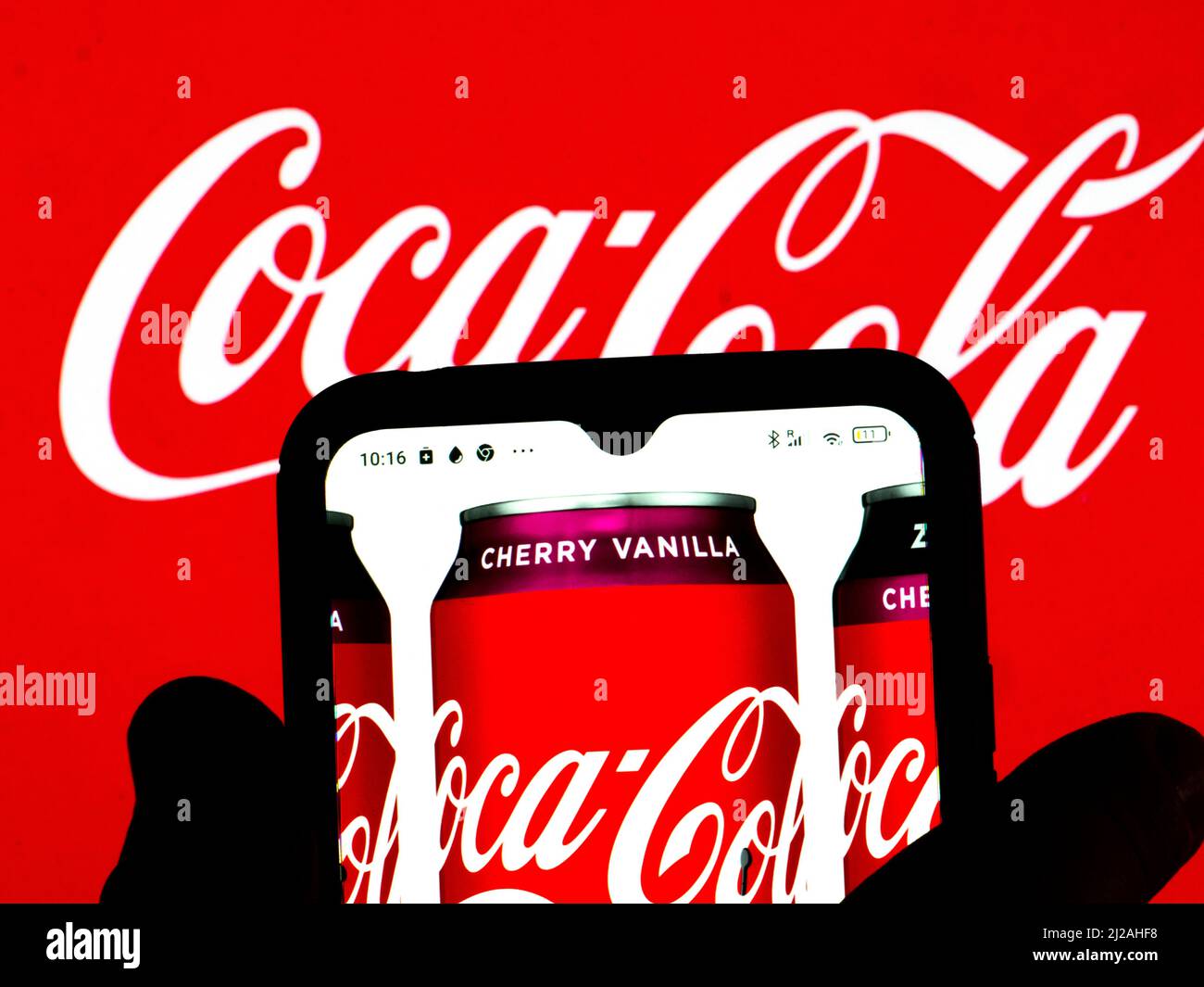 In this photo illustration, the Coca-Caola Cherry Vanila logo is ...