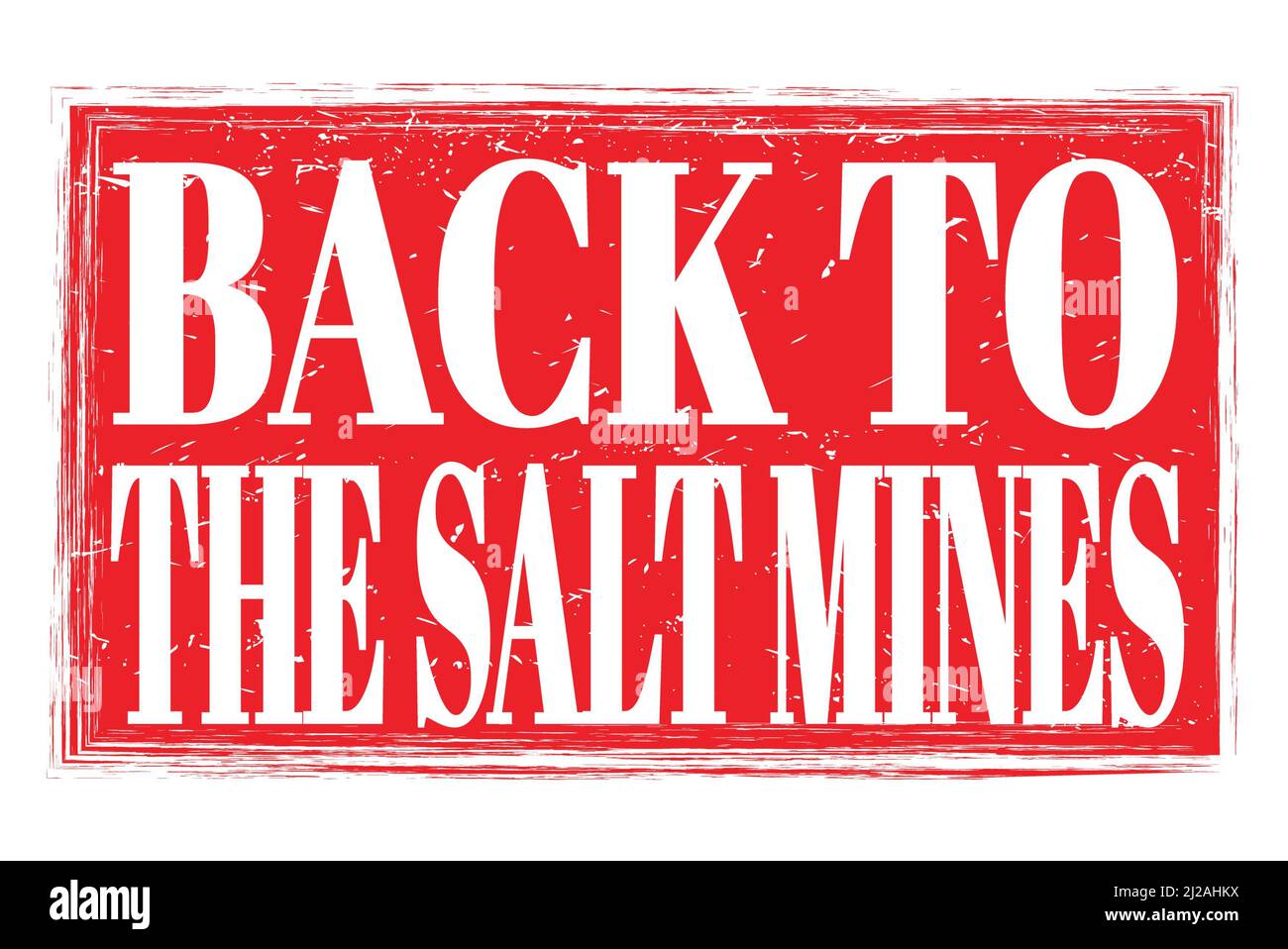 BACK TO THE SALT MINES, words written on red grungy stamp sign Stock ...