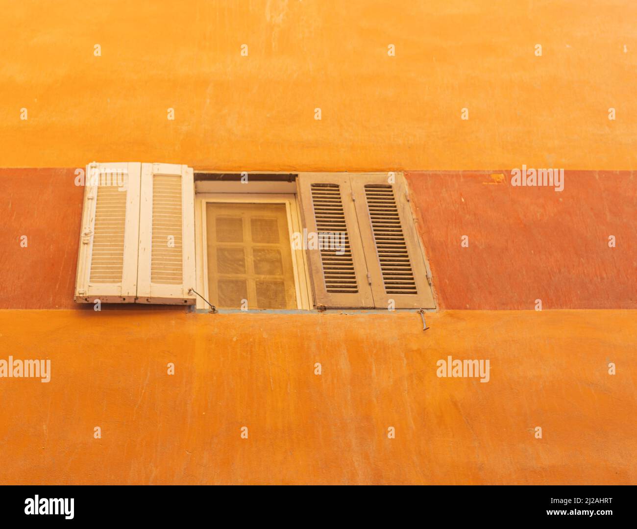 Window in an old orange wall background Stock Photo - Alamy