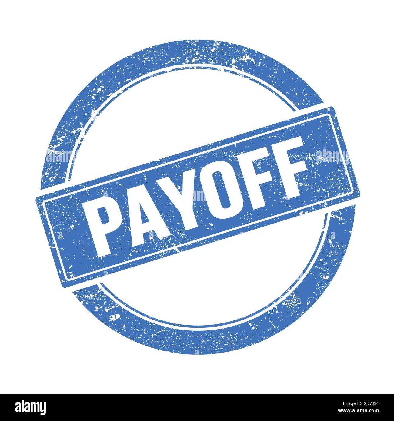 PAYOFF text on blue grungy round vintage stamp Stock Photo - Alamy