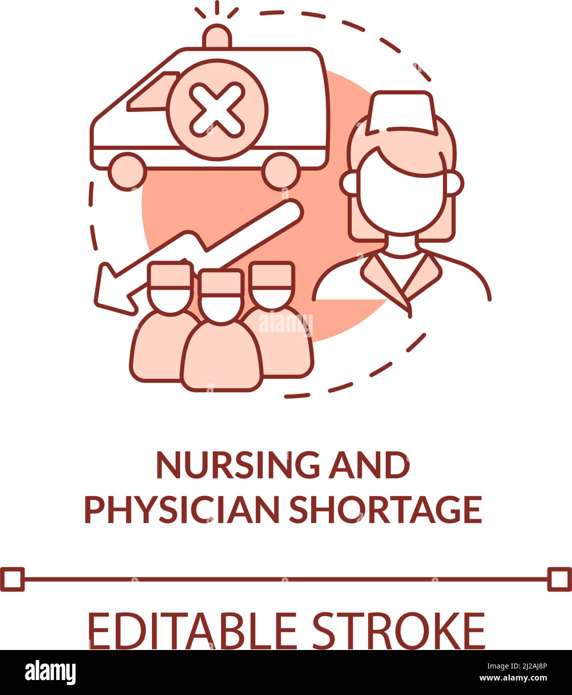 Nursing and physician shortage terracotta concept icon Stock Vector ...