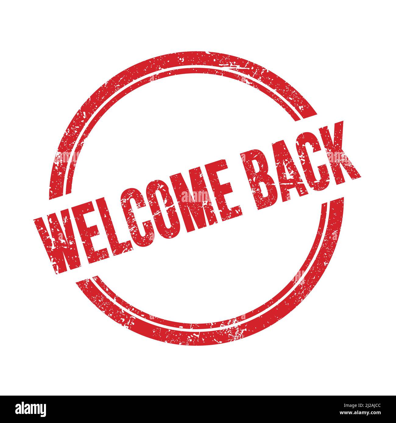 WELCOME BACK text written on red grungy vintage round stamp Stock Photo ...