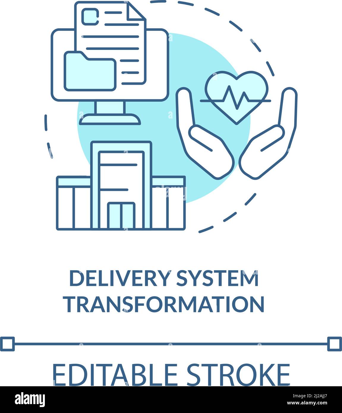 Delivery system transformation turquoise concept icon Stock Vector ...