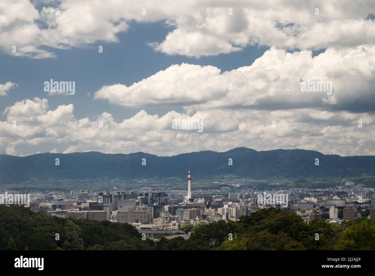 Panoramic view of Kyoto with the Kyoto Tower, Japan Stock Photo - Alamy