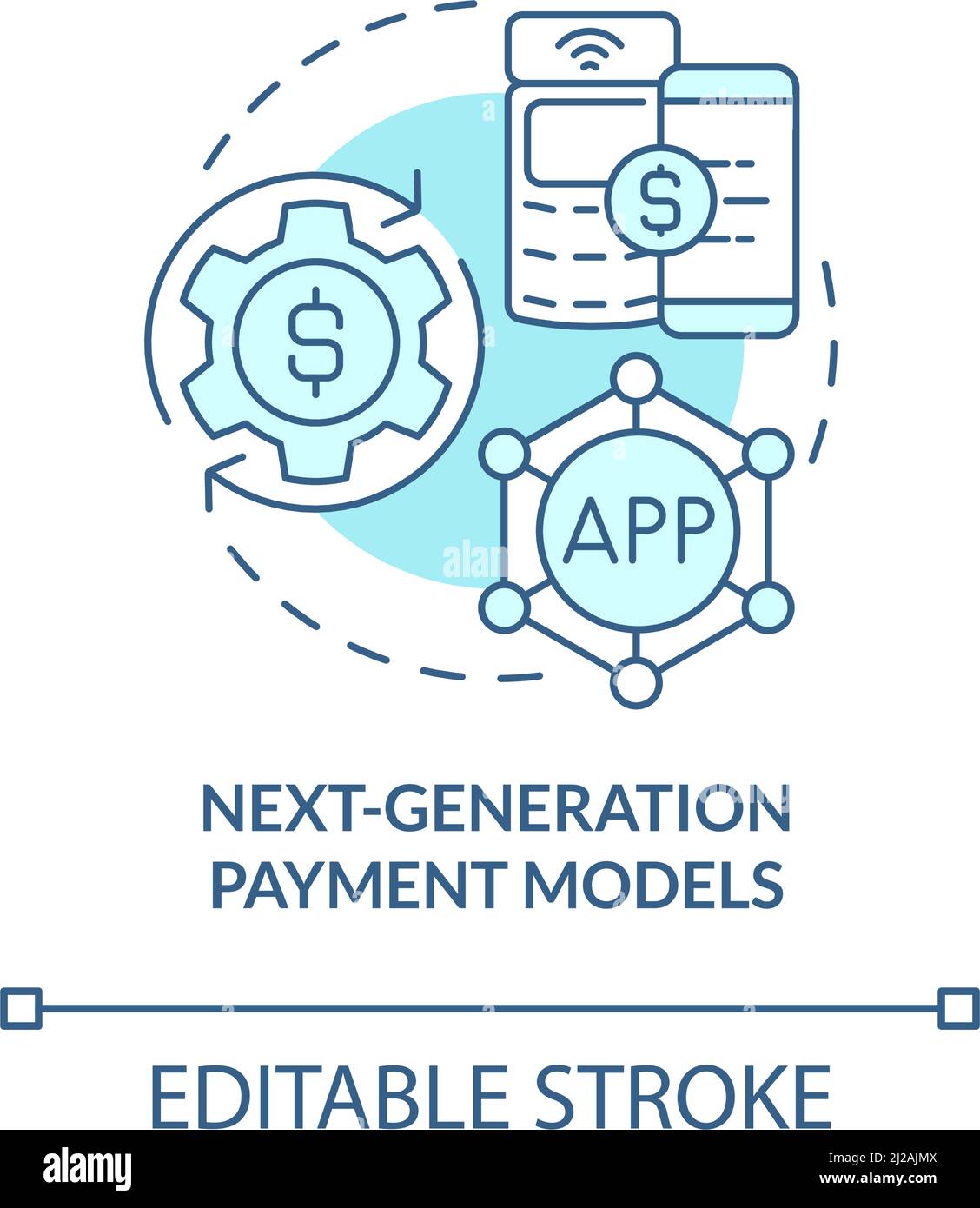Next-generation payment models turquoise concept icon Stock Vector ...