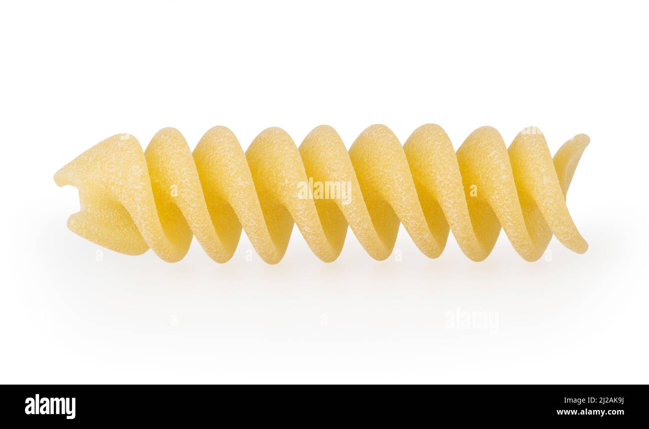 Uncooked fusilli pasta isolated on white background with clipping path ...