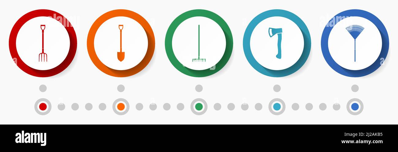 Gardening tools concept vector icon set, infographic template, flat ...
