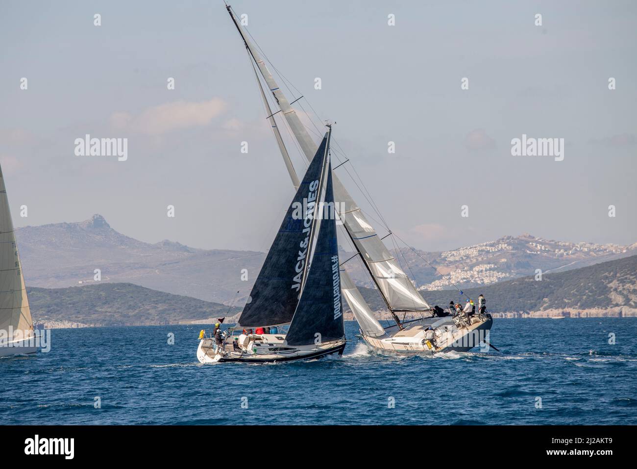 Bodrum, Mugla, Turkey - 02.25.2022: Sailing boats racing at regatta ...