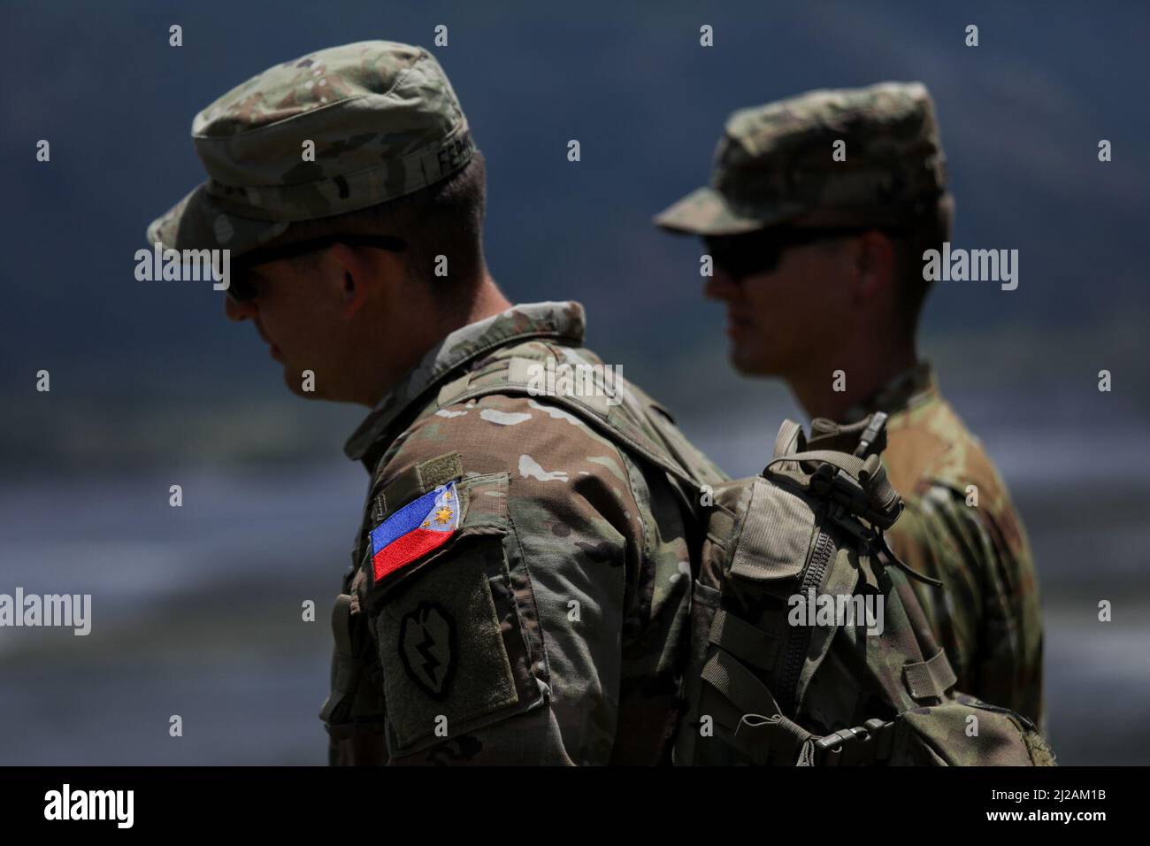 Manila, Philippines. 31st Mar, 2022. An American soldier wears a patch ...
