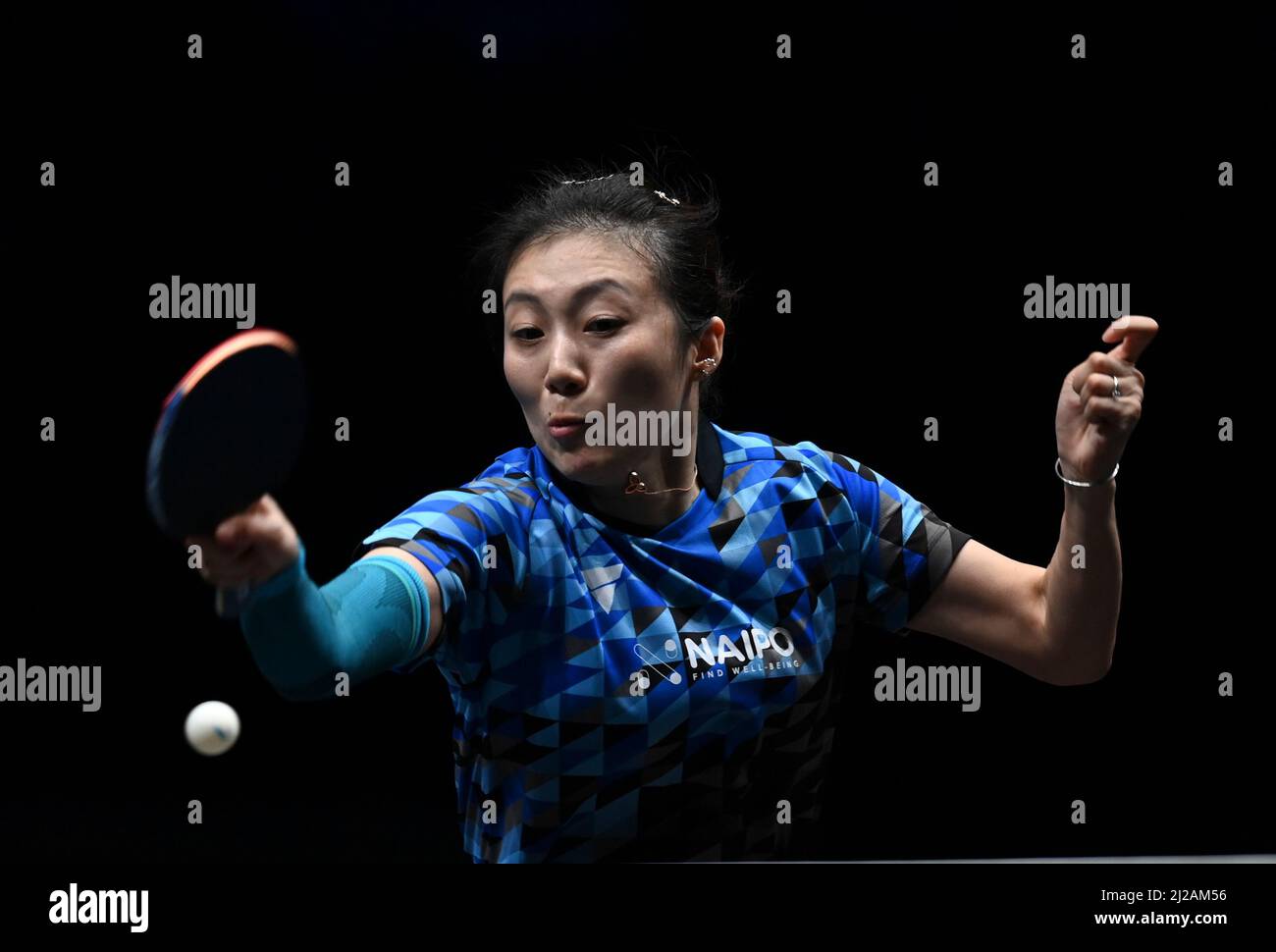 Doha, Qatar. 31st Mar, 2022. Han Ying of Germany hits a return during ...