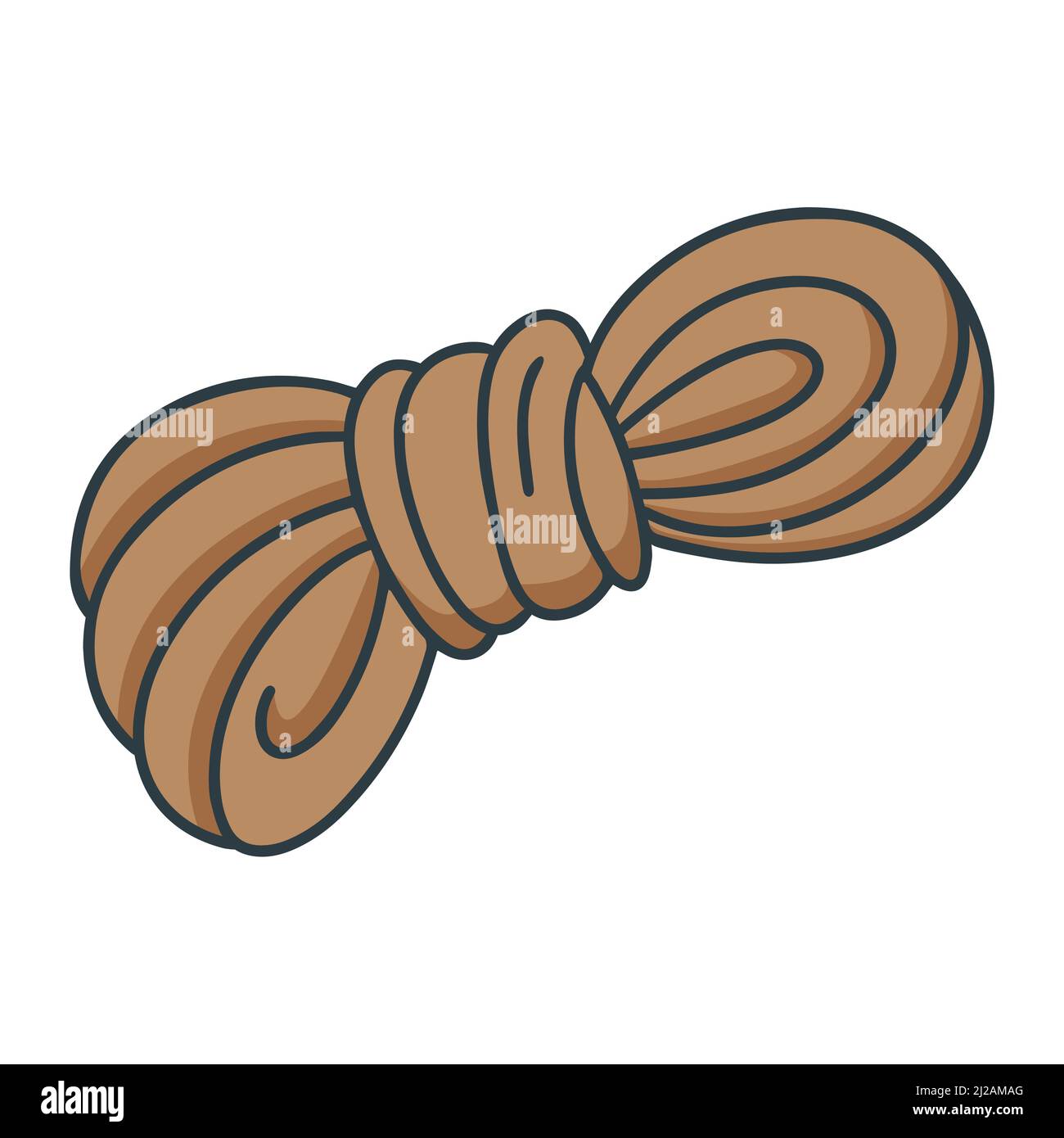 Rope twisted into skein cartoon.Tourist or sailor equipment. Twine knot ...