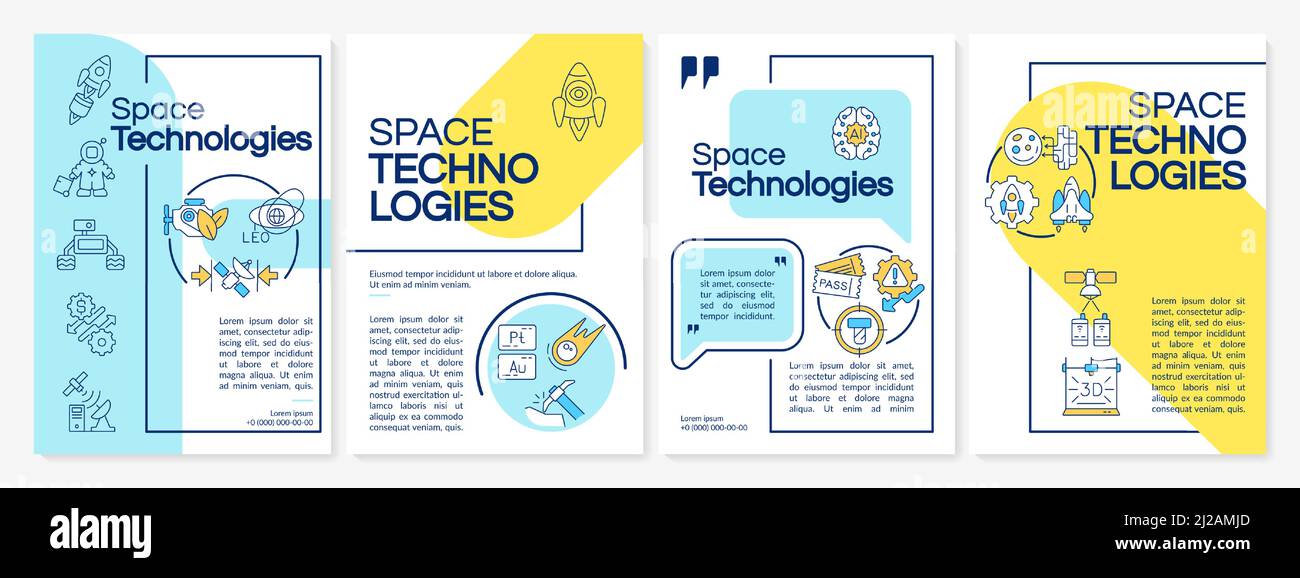 Space technologies blue and yellow brochure template Stock Vector Image ...