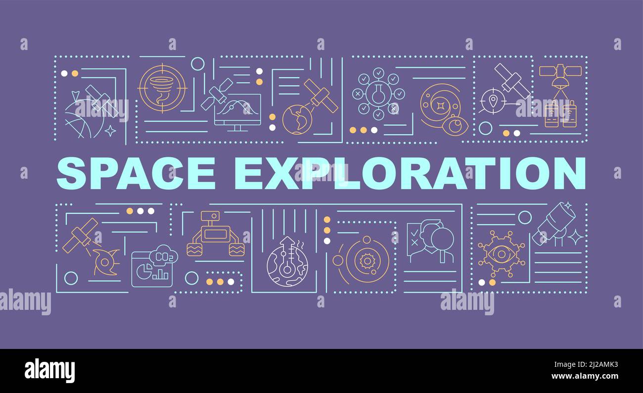 Space exploration word concepts dark purple banner Stock Vector Image ...