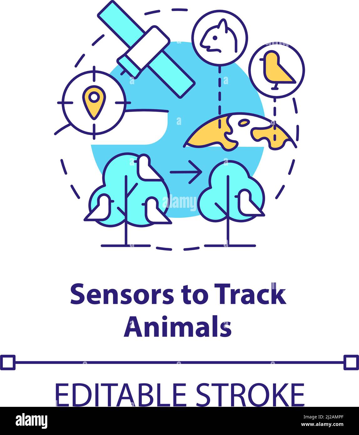 Sensors to track animals concept icon Stock Vector Image & Art - Alamy