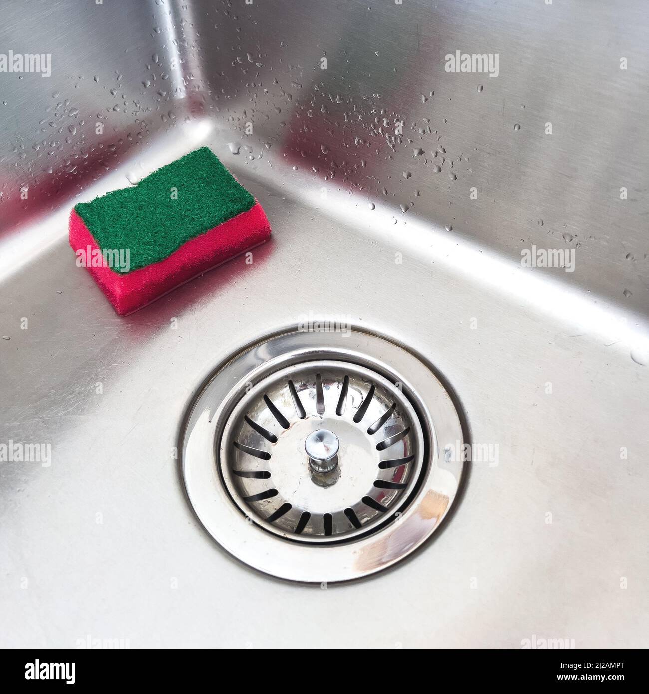 Kitchen sponge in the sink after dish washing Stock Photo - Alamy