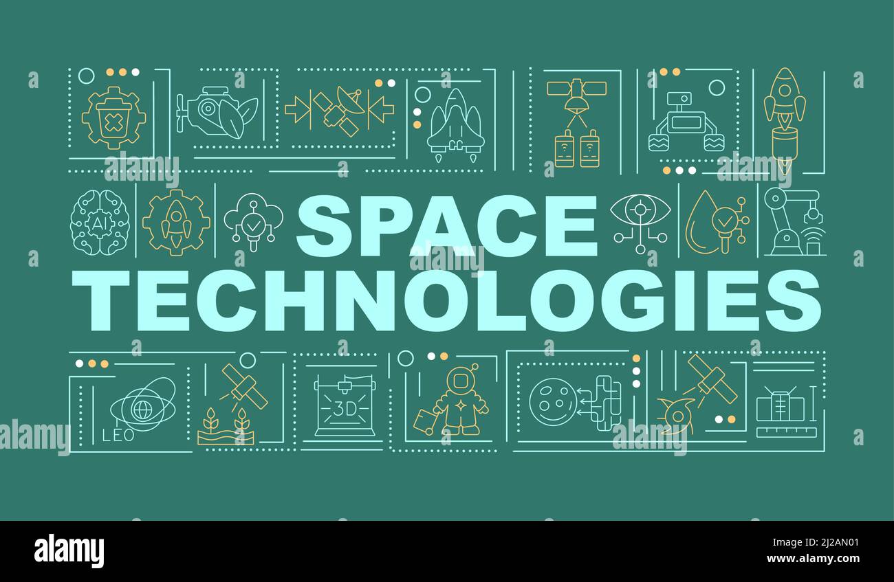 Space technologies word concepts dark green banner Stock Vector Image ...