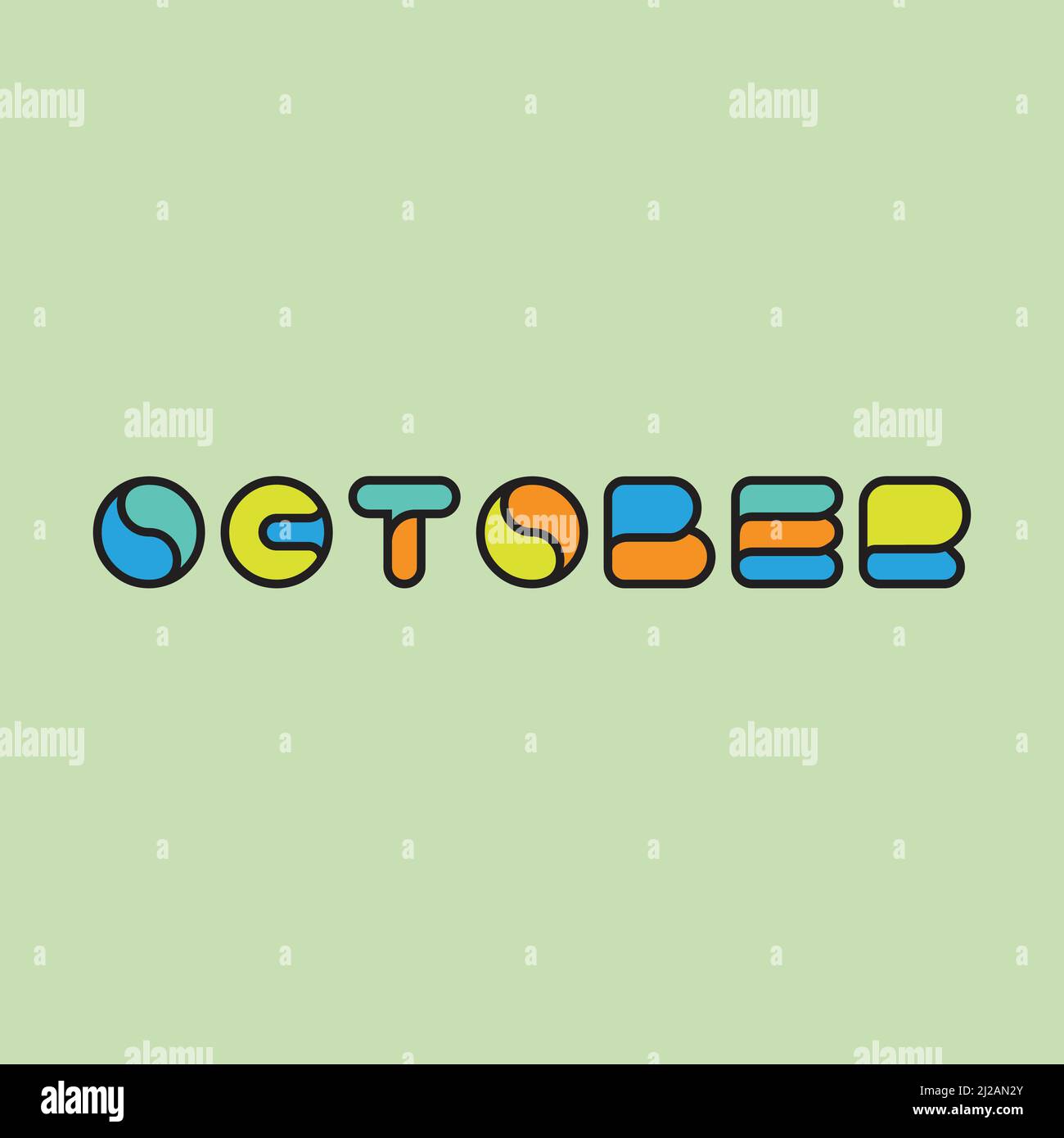 October month name. Vector illustration for poster, card, calendar ...