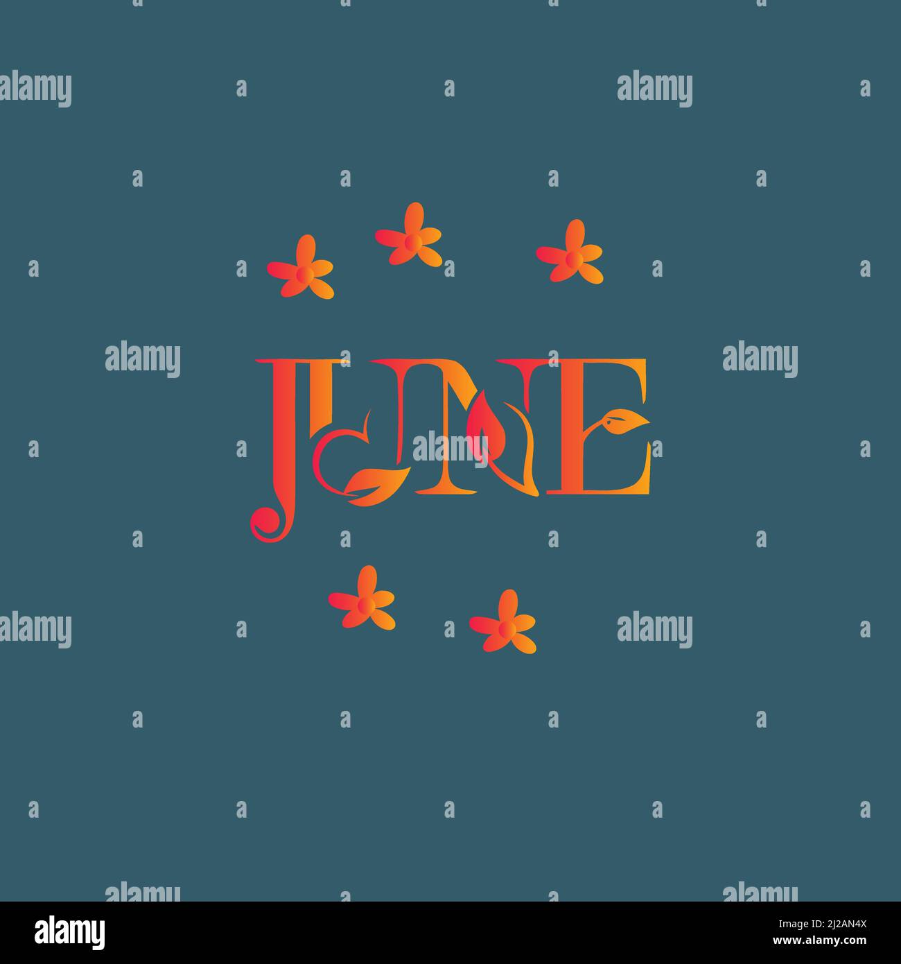 June month name. Vector illustration for poster, card, calendar ...