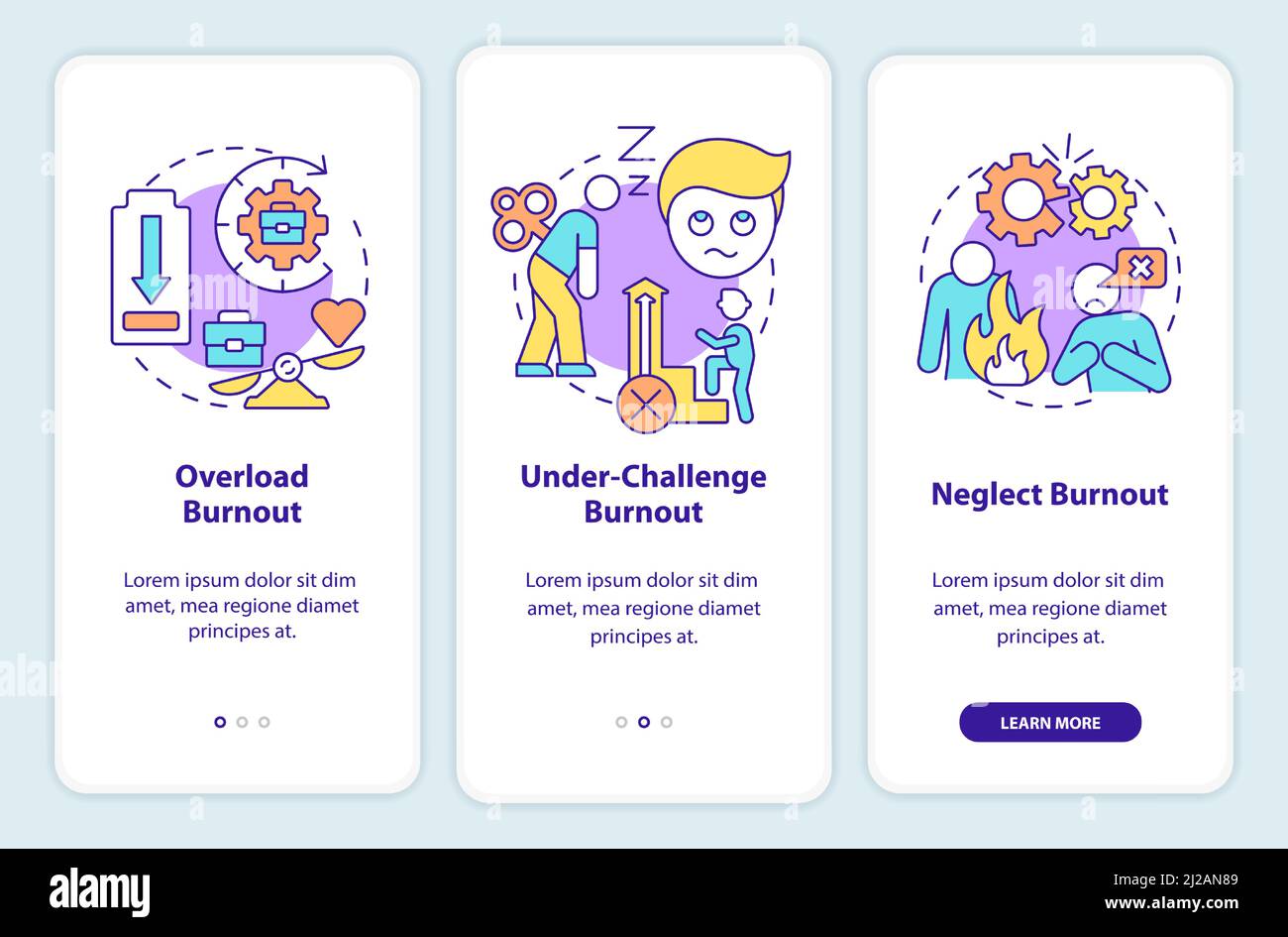 Types of burnout onboarding mobile app screen Stock Vector Image & Art ...