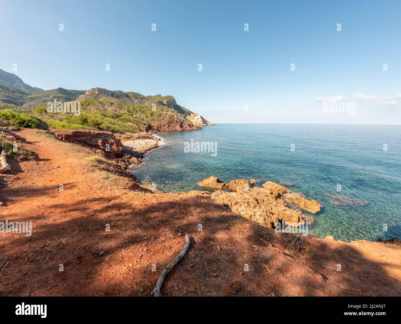 Landscape of Tramuntana mountain range and Mediterranean sea on the ...