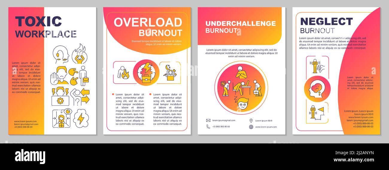 Types of burnout red gradient brochure template Stock Vector Image ...