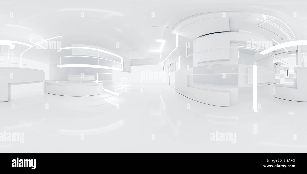 360 degree full panorama environment map of white minimalistic ...