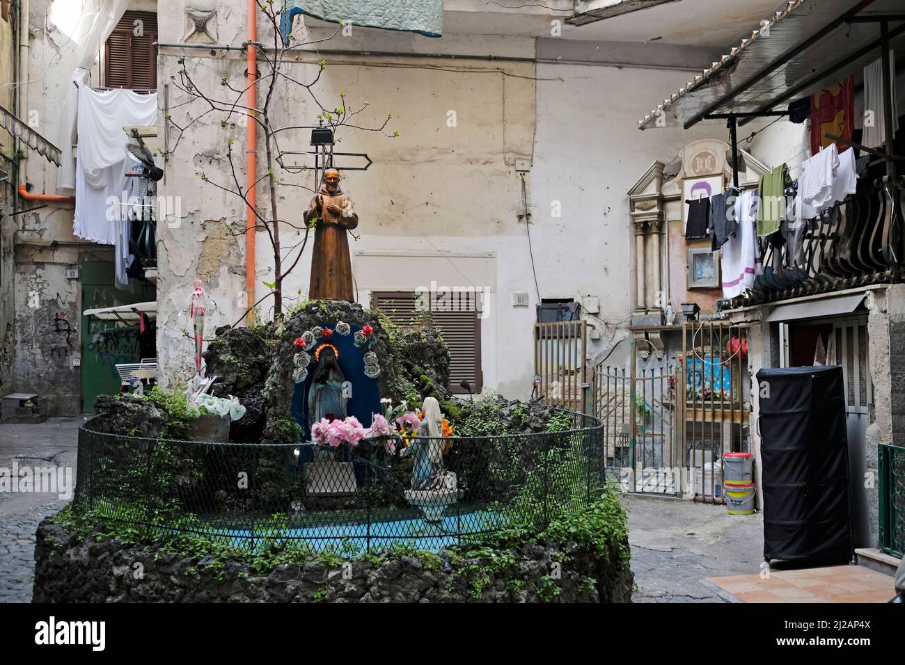 Square with altar in the old town of Naples, Italy Stock Photo - Alamy