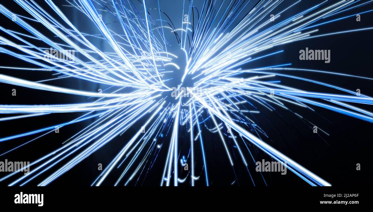 abstract blue uv neon lights 3d render illustration Stock Photo - Alamy