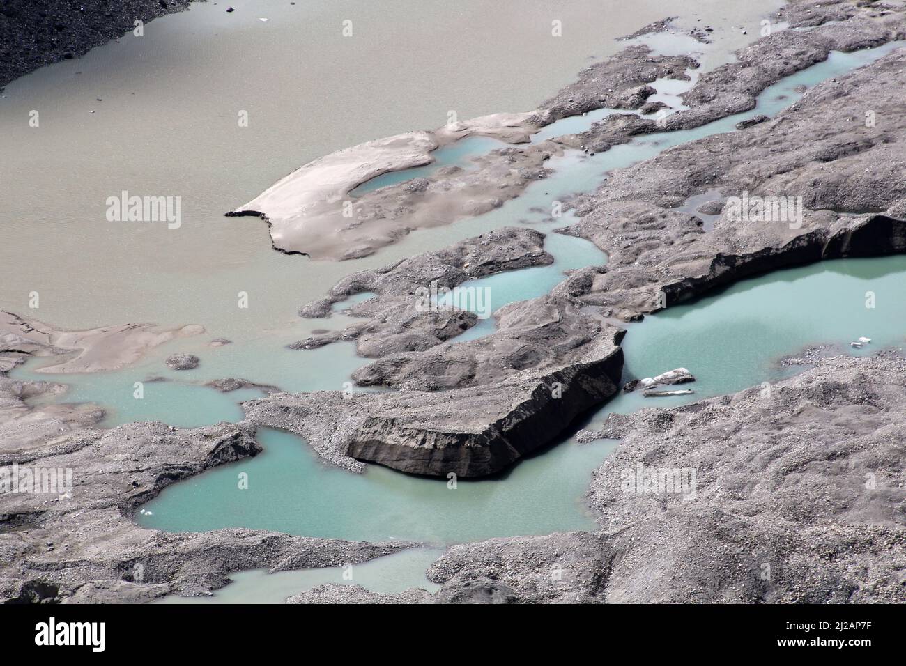 Proglacial lake at the Pasterzengletscher moraine Austrian Alps, Europe ...