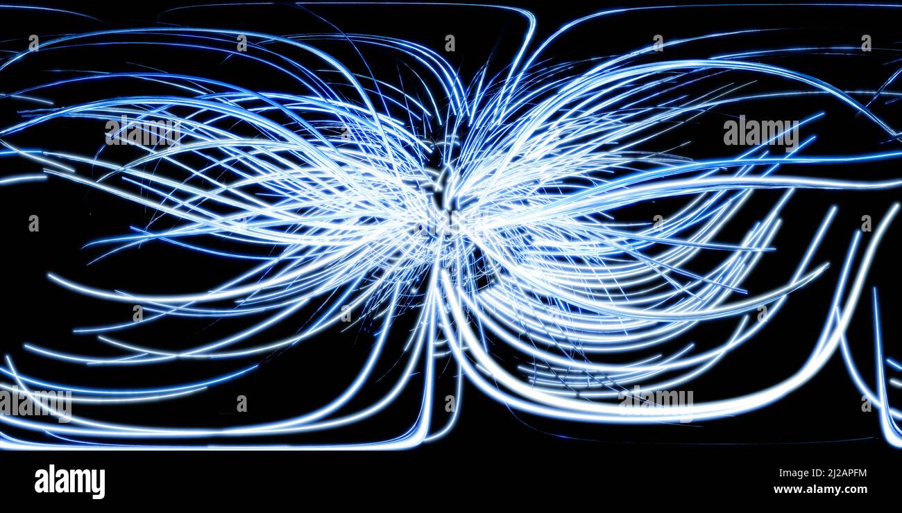 360 degree full panorama environment map of abstract blue uv neon ...