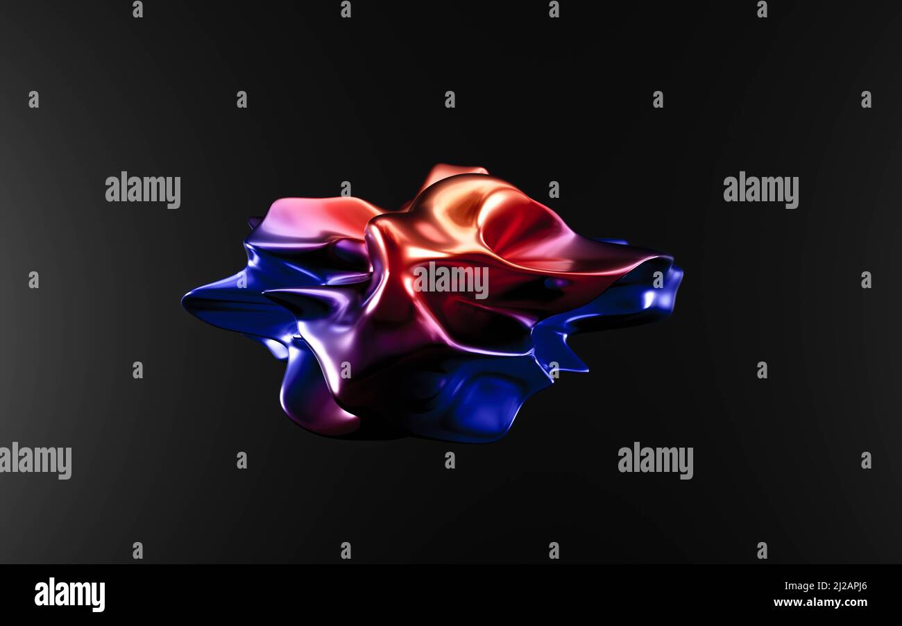 abstract coloured blue and red random geometric shape object round 3d ...