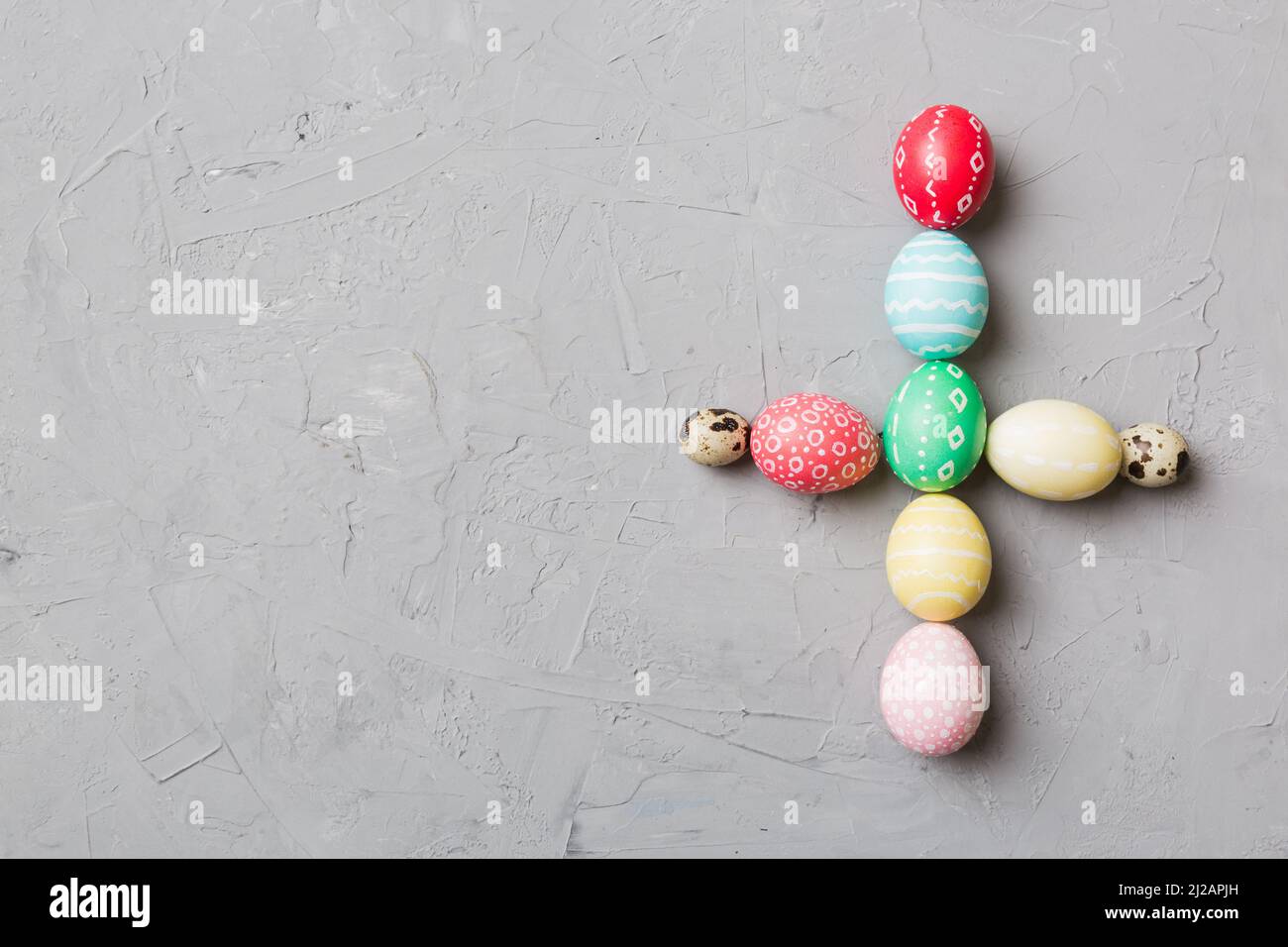 holiday preparation Multi colors Easter eggs on colored background ...