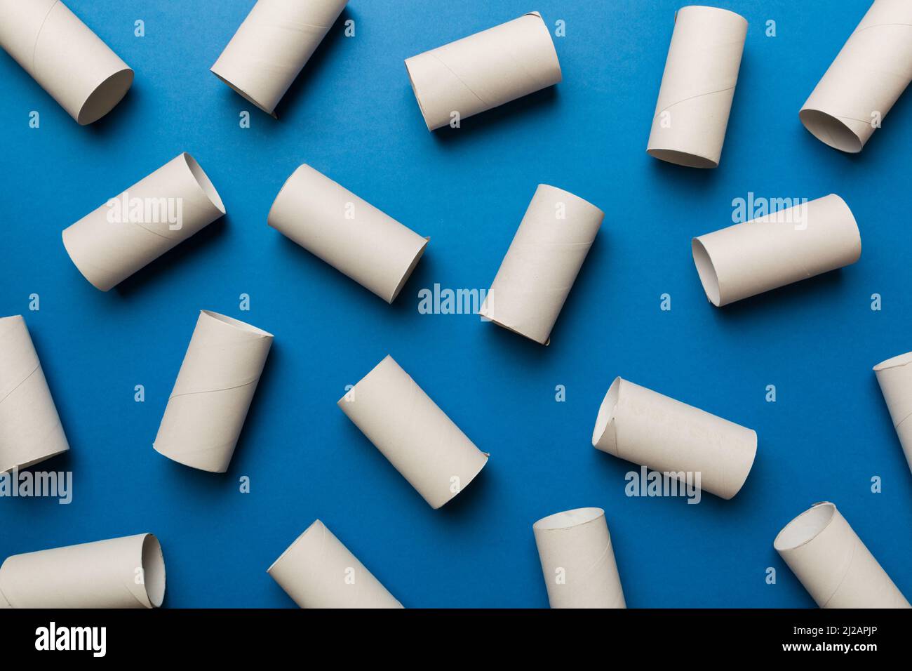 Empty toilet paper roll on colored background. Recyclable paper tube ...