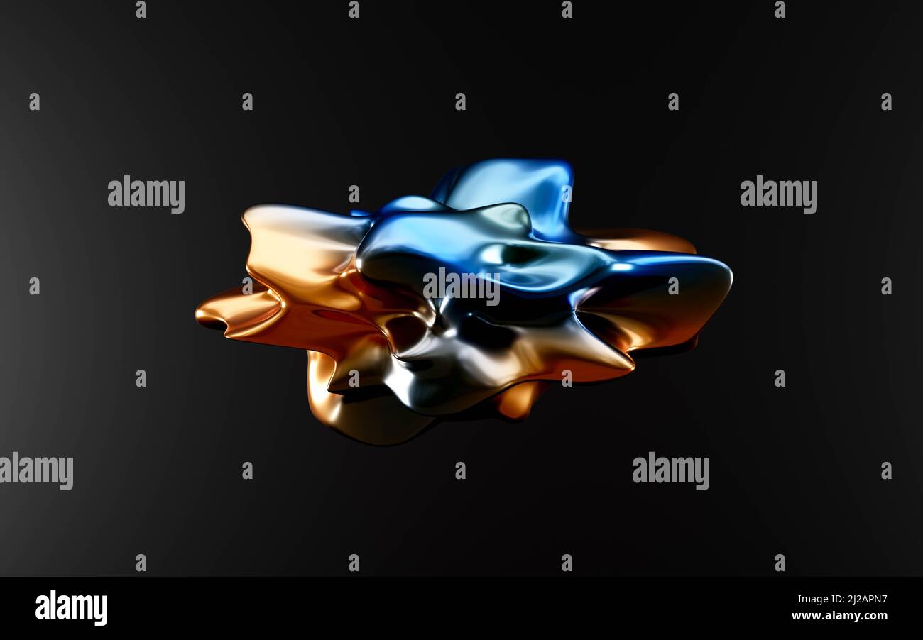 abstract coloured blue and red random geometric shape object round 3d ...