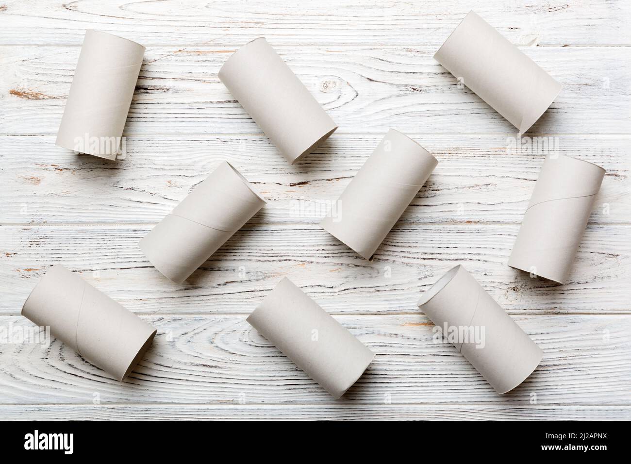 Empty toilet paper roll on colored background. Recyclable paper tube ...