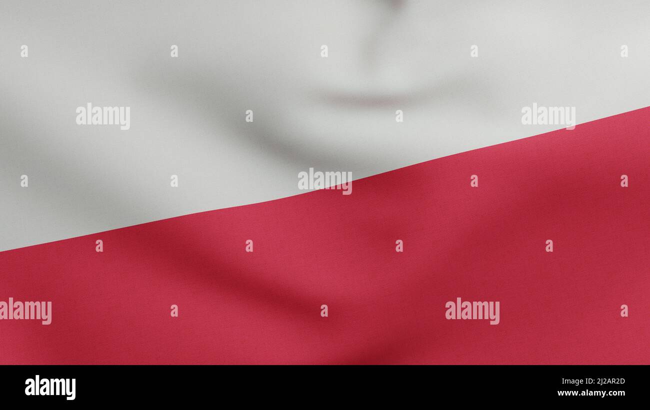 National flag of Poland waving 3D Render, flaga Polski or Flag of the ...