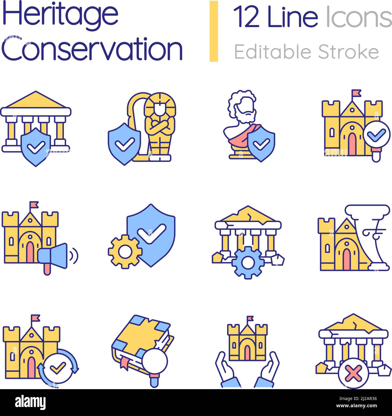 Heritage conservation RGB color icons set Stock Vector Image & Art - Alamy