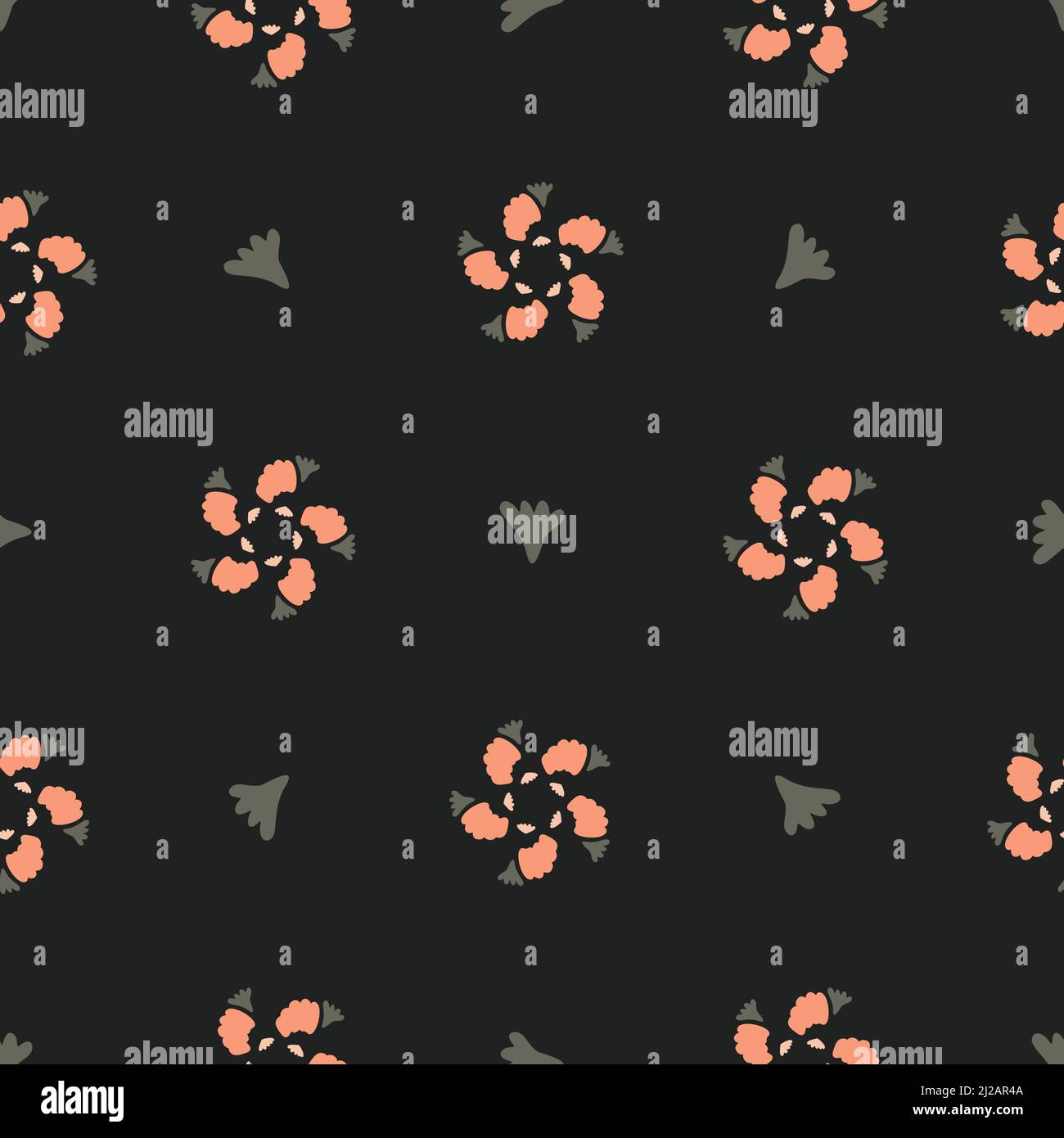 Dark boho flowers seamless pattern in trendy ditsy wildflower style ...