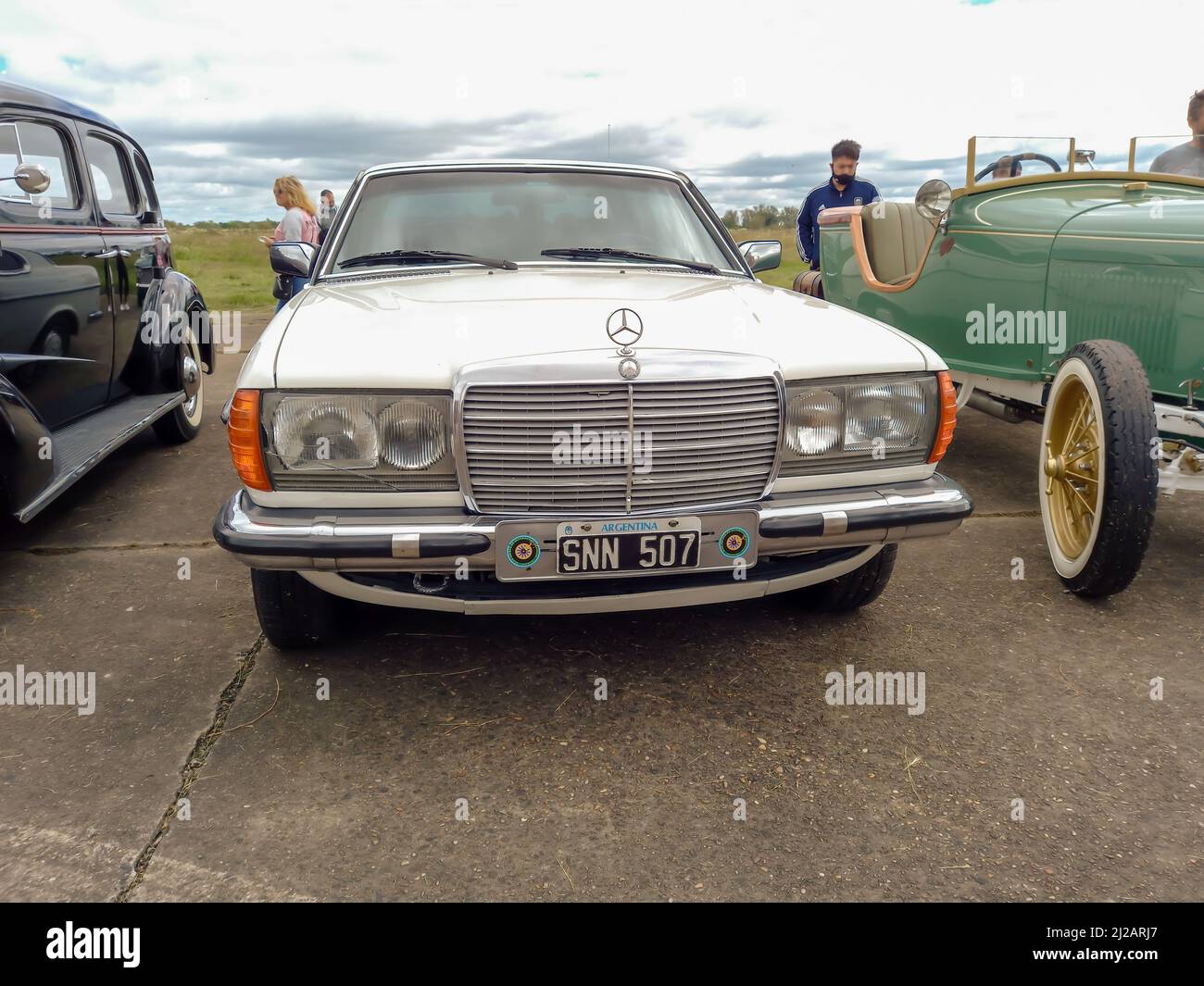 Executive luxury white German Mercedes Benz 230 CE coupe 1980s. Front ...