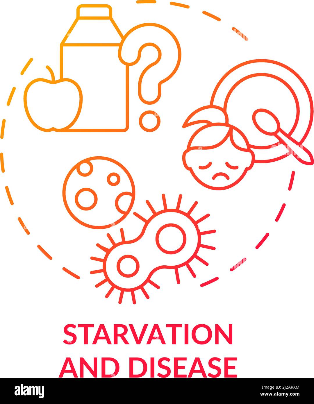Starvation and disease red gradient concept icon Stock Vector Image ...