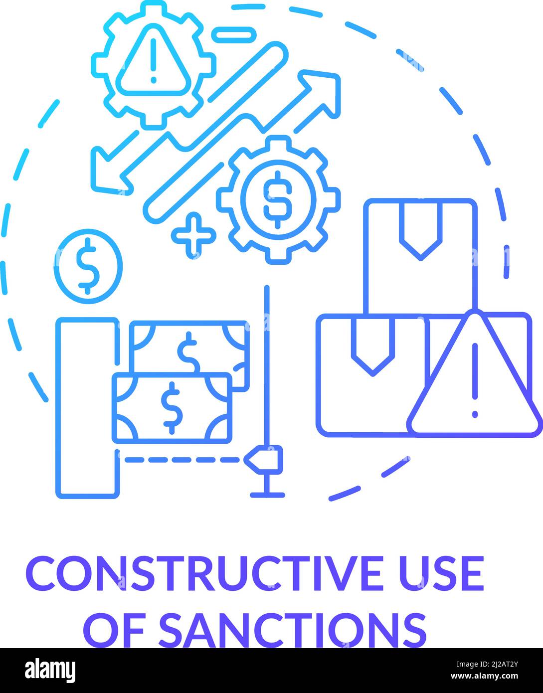 Constructive use of sanctions blue gradient concept icon Stock Vector ...