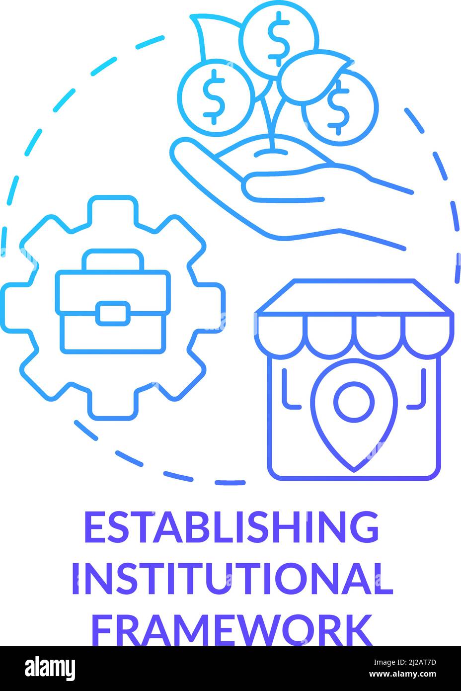 Establishing institutional framework blue gradient concept icon Stock ...